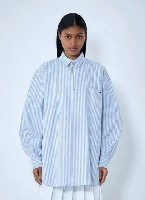 Prada Half-zip Pinstripe Shirt - Blue