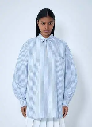 Prada Half-zip Pinstripe Shirt - Blue