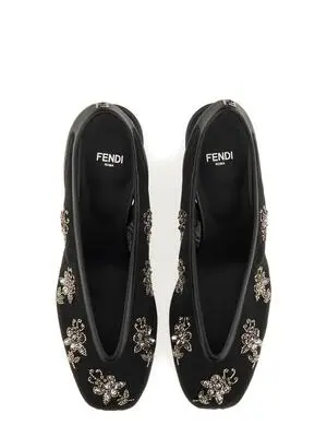 Fendi Embroidered Slingback