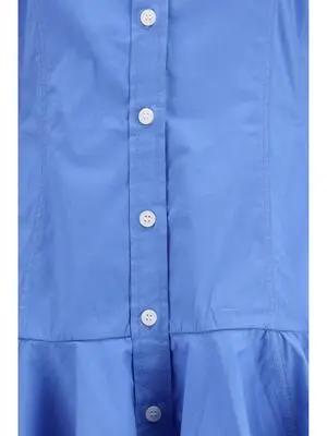 GANNI Cotton Shirt Dress - Blue