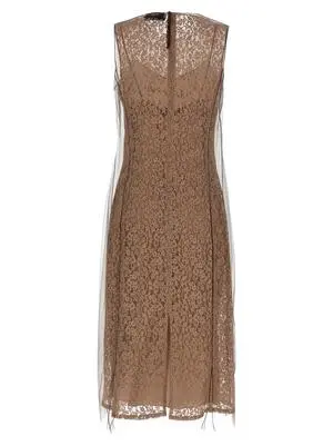 Fendi Floral Lace Midi Dress - Cream