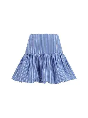 GANNI Striped Mini Balloon Skirt - Blue
