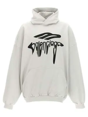 Balenciaga 3b Liquefied Cotton Hoodie - White