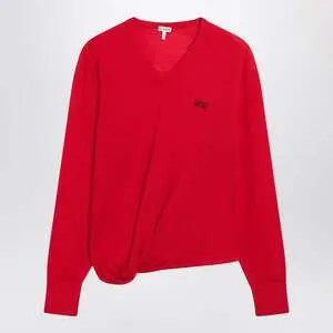 Loewe Merino Wool Draped Top - Red