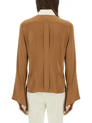 Max Mara Color Block Silk Shirt - Cream