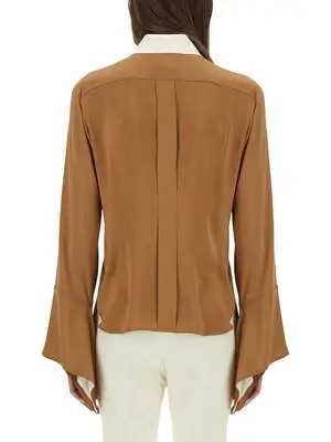 Max Mara Color Block Silk Shirt - Cream