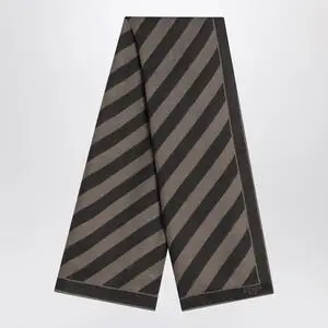 Fendi Tobacco/ Silk Striped Scarf - Brown