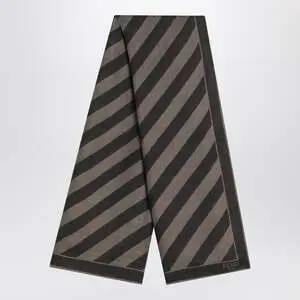 Fendi Tobacco/ Silk Striped Scarf