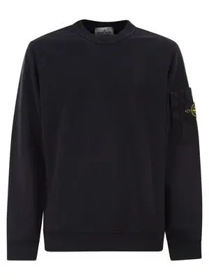 Stone Island Regular Fit Crew Neck Sweatshirt With Seasonal Pocket - Blue