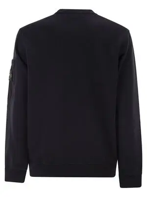 Stone Island Regular Fit Crew Neck Sweatshirt With Seasonal Pocket - Blue