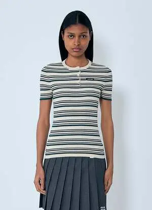 Miu Miu Stripes T-shirt - Cream