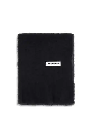 JIL SANDER Wool Scarf With Logo - Black