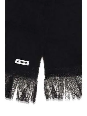 JIL SANDER Wool Scarf With Logo - Black