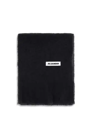 JIL SANDER Wool Scarf With Logo - Black