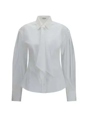 Brunello Cucinelli Cotton Blend Shirt With Tie - White
