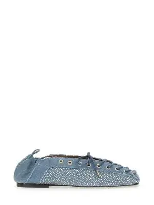 GANNI Lace-up Ballerina - Blue
