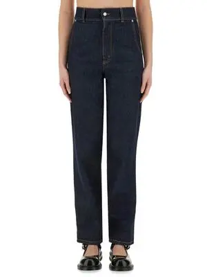 Moschino Laurel Crown Patch Denim Pants - Blue