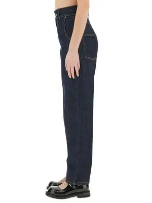 Moschino Laurel Crown Patch Denim Pants - Blue