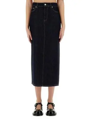 Moschino Long Denim Skirt - Blue