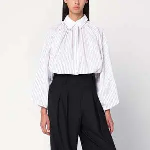 PATOU Striped Balloon-sleeve Shirt - White