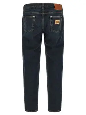 Dolce & Gabbana Logo Plaque Jeans - Blue