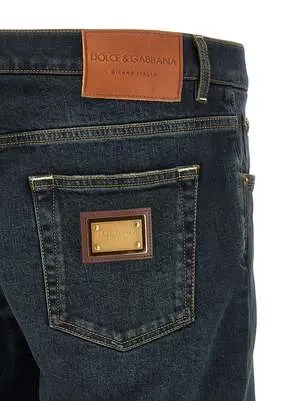 Dolce & Gabbana Logo Plaque Jeans - Blue