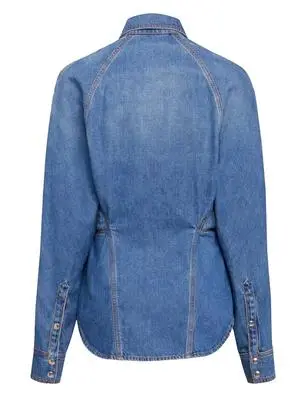 Alaïa Round Denim Shirt - Blue