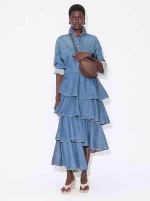Alaïa Round Denim Shirt - Blue