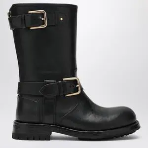 Dolce & Gabbana Leather Boot With Buckles - Black