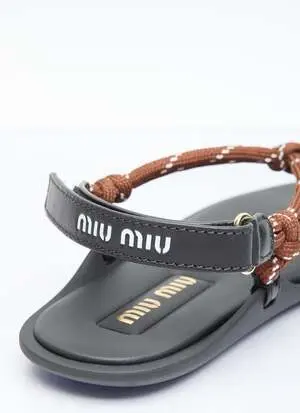 Miu Miu Riviere Cord And Leather Sandals - Brown
