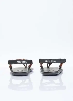 Miu Miu Riviere Cord And Leather Sandals - Brown