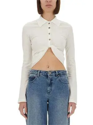 COURREGES Cropped Twist Polo Shirt - White