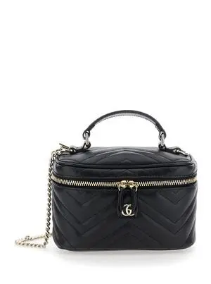 GUCCI Gucci Women Handbag 'Gucci' With Chain Strap And Gg Plaque On Front In Black Leather For Women