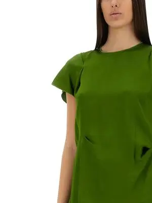 Victoria Beckham Folded Accent Short Sleeve Top - Green