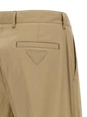 Prada Cotton Blend Poplin Pants - Cream