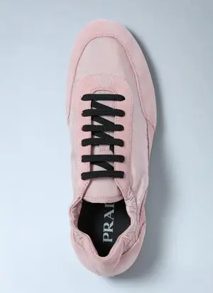 Prada Collapse Re-nylon And Suede Sneakers - Pink