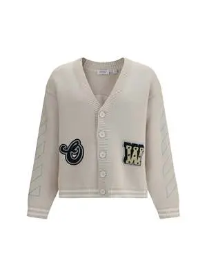 Off-White Star Logo Diagonal Varsity Cardigan - Cream