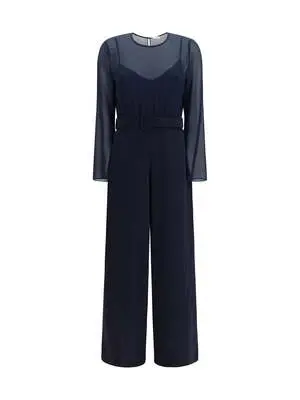 P.a.r.o.s.h Cady And Chiffon Jumpsuit - Blue
