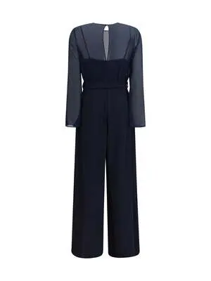 P.a.r.o.s.h Cady And Chiffon Jumpsuit - Blue