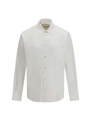 Valentino Garavani Light Cotton Oxford Shirt With Vgold - White