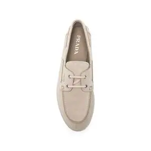 Prada Neutrals Boat Shoes - Cream