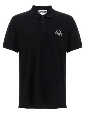 Moschino Logo Embroidery Polo Shirt - Black