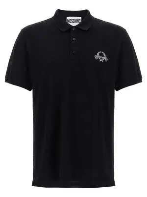 Moschino Logo Embroidery Polo Shirt - Black