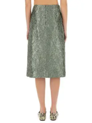 Dries Van Noten Ruched Midi Skirt - Green