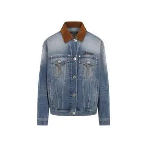 Versace Denim Stone Wash Blouson - Blue