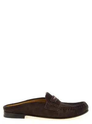 Fendi Suede Scrunch Sabots - Brown