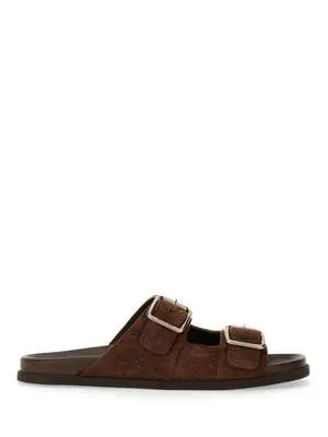 Gucci Leather Slider Sandal - Brown