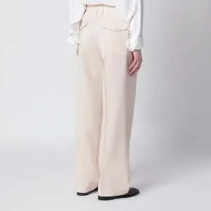 JIL SANDER Ivory Wool Gabardine Trousers