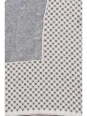 Brunello Cucinelli Silk Pochette With Geometric Pattern - Gray