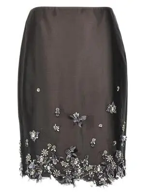 PRADA PRADA Silk And Wool Blend Embellished Skirt